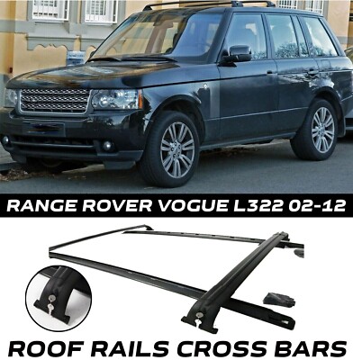 FOR RANGE ROVER VOGUE L322 02-12 BLACK ROOF RAIL RAILS RACK CROSS BARS ...