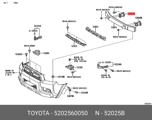 sub-assy extension, front bumper, no.2 right, 5202560050 for TOYOTA ...