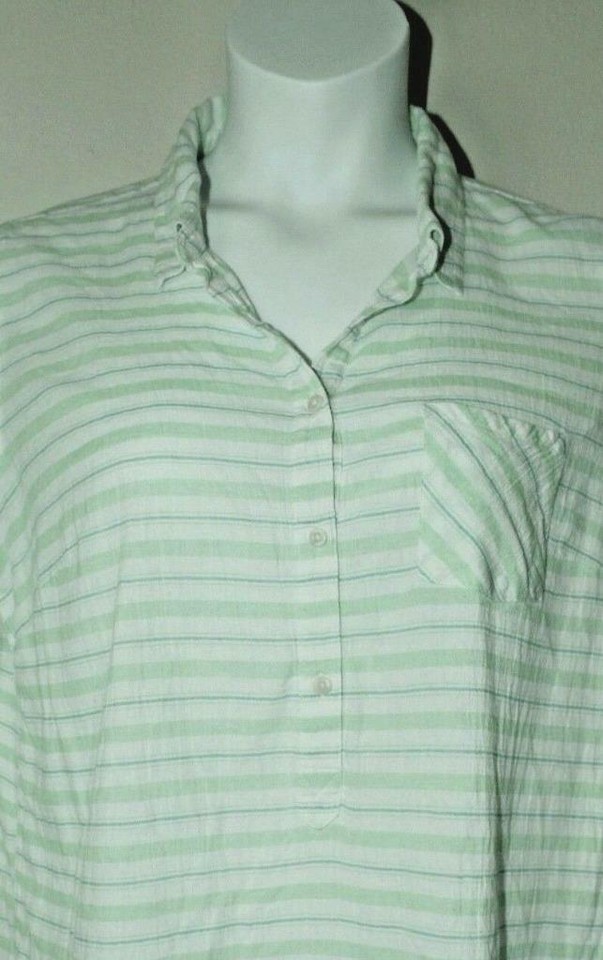 Merona Plus Size XXL Green - Blue - White Stripe Gauzy Long Sleeve ...