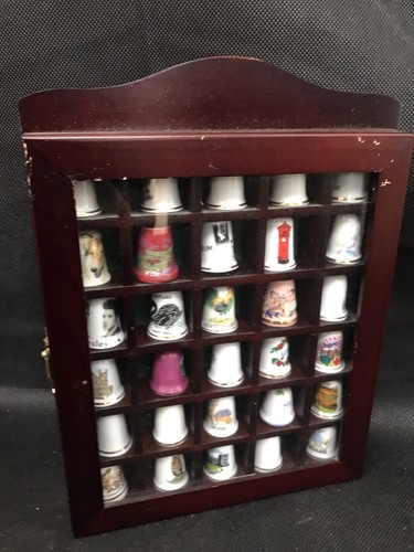 Thimble Display Cabinet With 30 Thimbles Well Made Wooden Wall Mount ...
