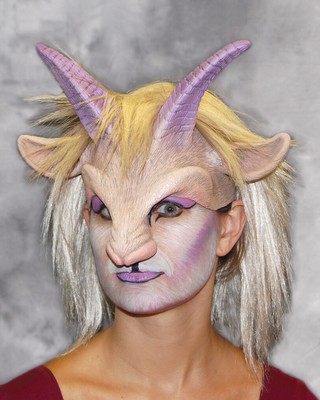 Goat'ress Female Goat Head Piece Sculpt Forest Creature Costume Glitter ...