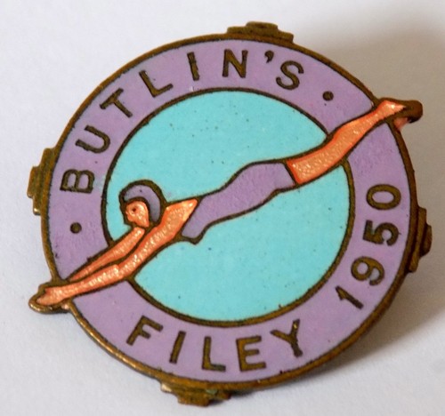 Butlins Holiday Camp Badge Filey 1950 Lilac Border. Fattorini Bradford ...