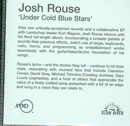 Josh Rouse Under Cold Blue Stars CD Europe Ryko 2002 promo with thin ...