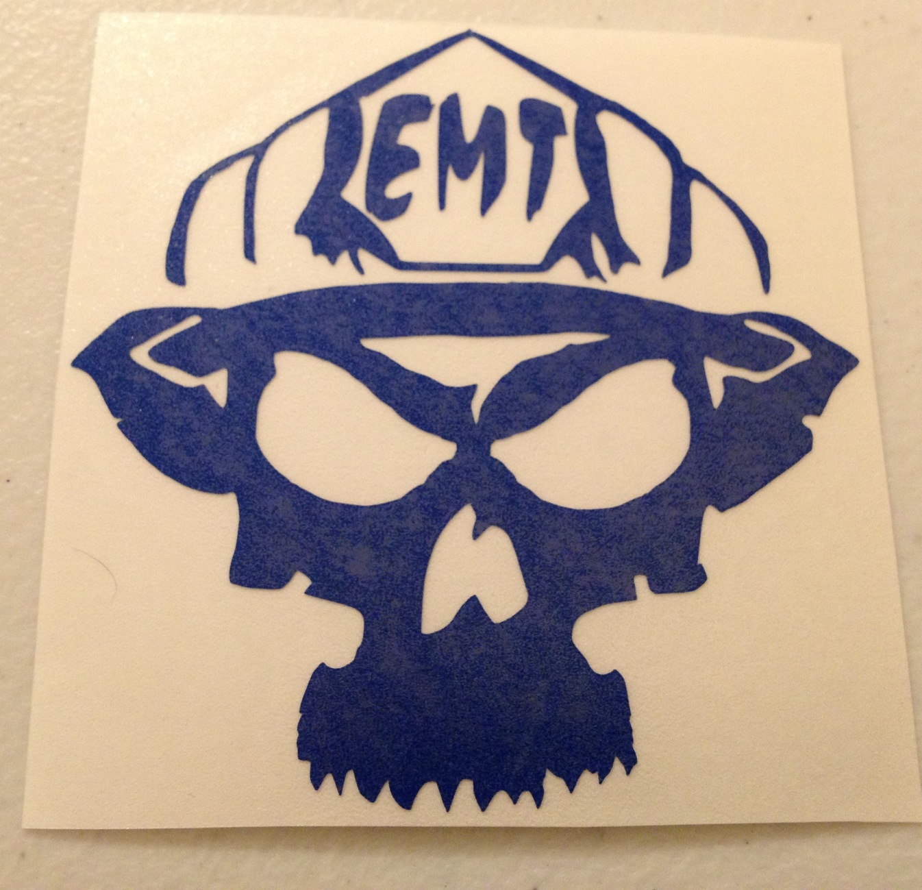 3" EMT Skull Decal BLUE REFLECTIVE Firefighter Rescue EMS Decals ...