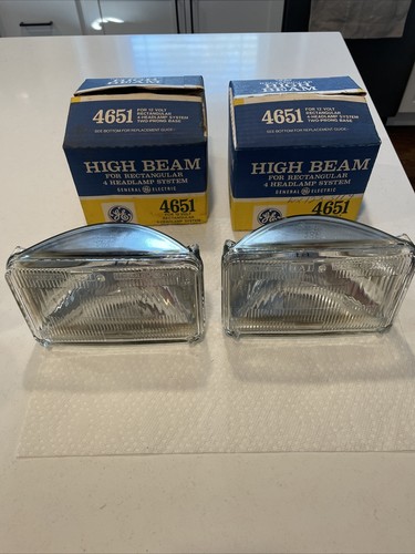 2 NOS General Electric GE 4651 Rectangular High Beam Head Light Lamp ...