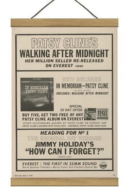 Rare Patsy Cline Promo / ORIGINAL ad, Mounted w/Magnetic Frame! | eBay