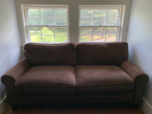 Chocolate Brown Fabric Loveseat Couch Sofa with Arm Rest 2 Cushions ...