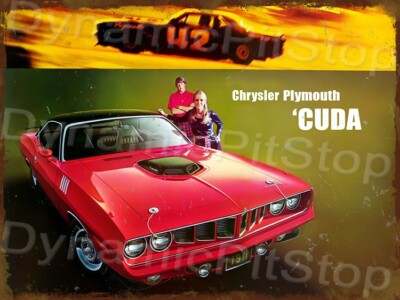 Chrysler Plymouth Cuda Rustic Tin Metal Sign Garage Australian made ...