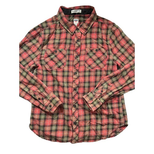 Junkfood Red Green Black Plaid Classic Punk Flannel Shirt | eBay