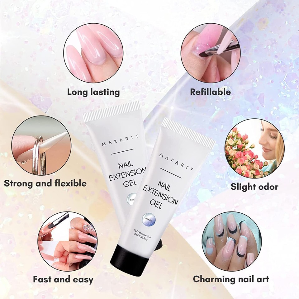 UV Poly Nail Building Nail Gel Kits Extension Acrylic Nail Arts Shiny ...