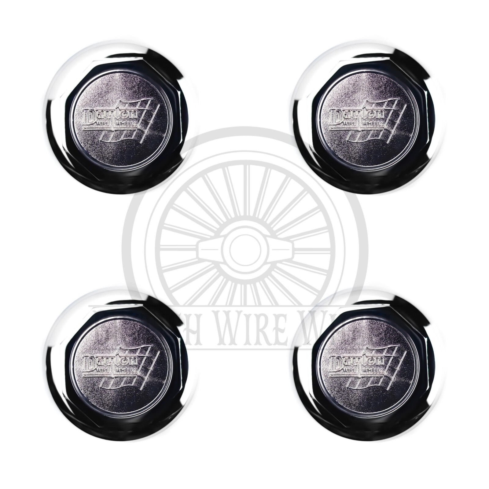 Dayton All Chrome Metal Wheel Chip Emblems with Spinner Caps, Set of 4 ...