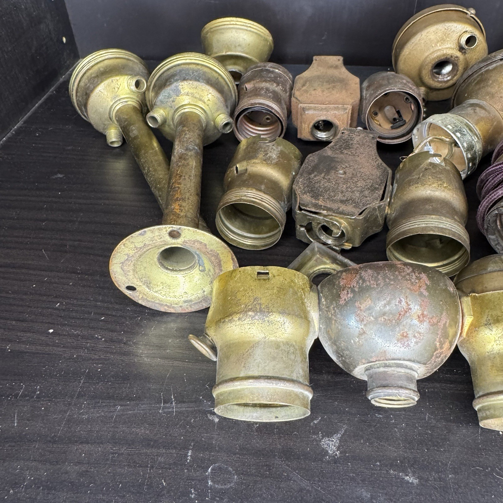 Antique Socket Cluster Lamp Part Lot Vtg Parts Replacement Restoration ...