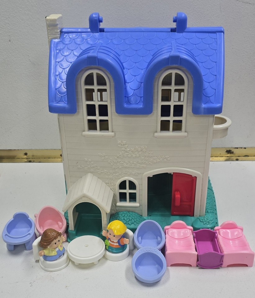 Vintage 1996 Fisher Price Little People Doll House Home Sweet Home Blue ...