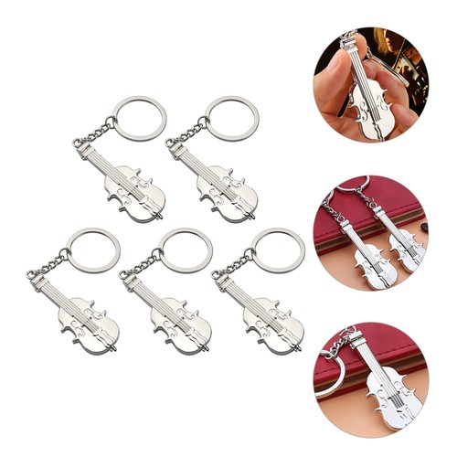 5 Pcs Violin Keychain Retro Musical Instrument Ring Baby Student Chains ...