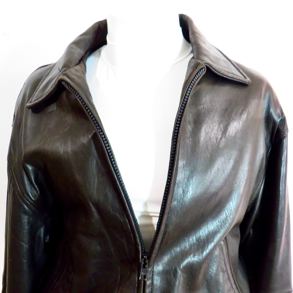 Andrew Marc Lambs Leather Full-Zip Bomber Jacket Mens Medium Dark Brown ...