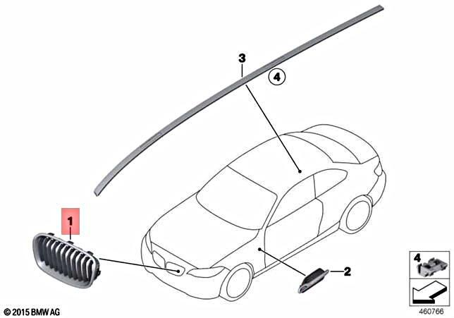 Genuine BMW F20N F21N Front Radiator Kidney Grille Left OEM 51137371747 ...