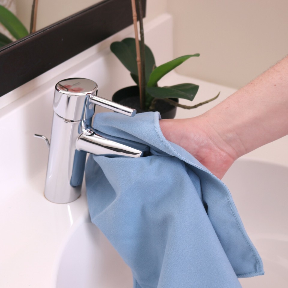 12 Pack of Glass Cleaning Microfiber Cloths 16 x 16 Blue Suede All ...