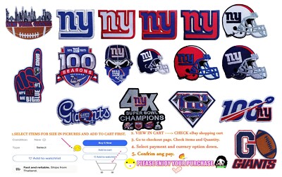 NEW YORK GIANTS Embroidery Patches Iron on, Sew(Select options) Thai by USPS | eBay