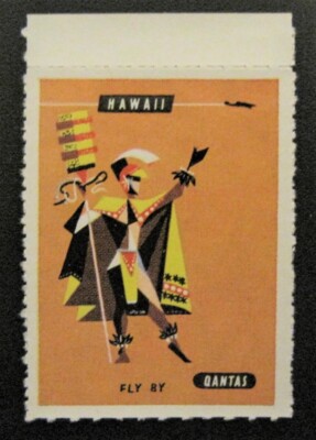 Scarce Retro Mint No Gum Hawaii Qantas Airlines Poster Stamp MNG | eBay