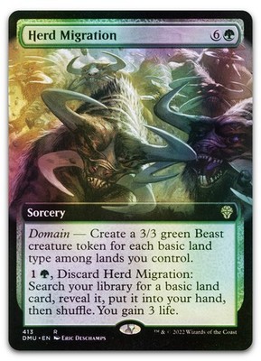 Herd Migration (Extended Art) #413 (Foil) (NM) Dominaria United DMU ...