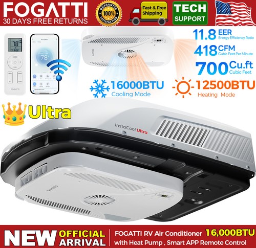 FOGATTI RV Air Conditioner 16K BTU, with Heat Pump and Cooling Camper ...