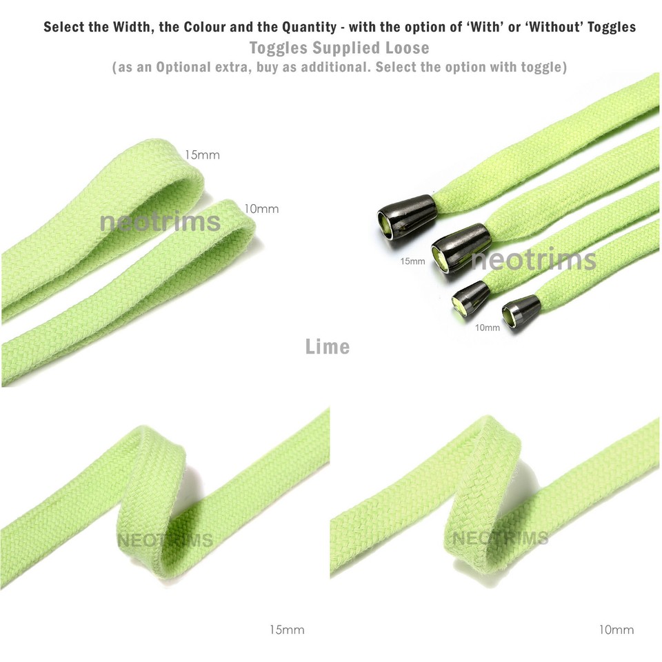 Drawstring Cord Cotton Hoodie String for Sweatshirt,10 & 15mm,Toggle ...