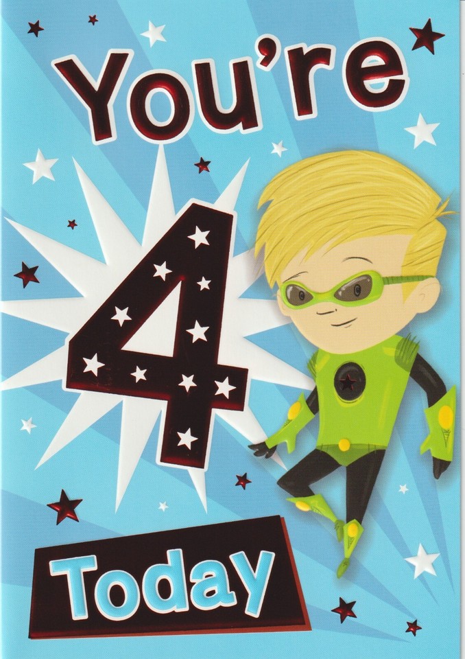 4th Birthday Card ~ Boy's 4th Birthday ~ Birthday Card ~ Various ...