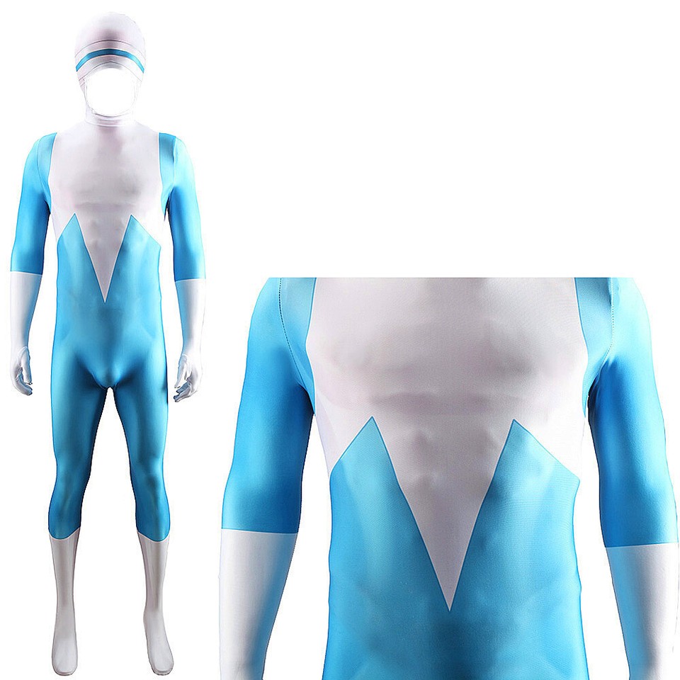 Frozone Jumpsuit Cosplay The Incredibles Bodysuit Adult Kids Halloween ...