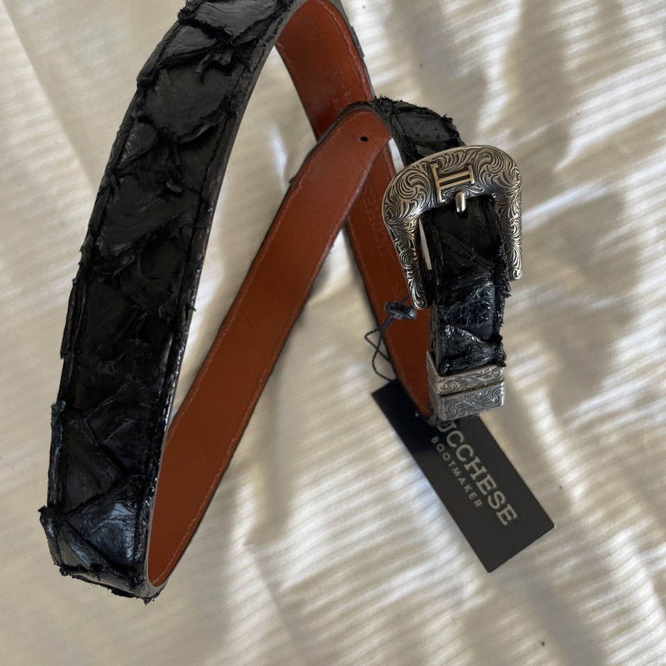 Lucchese Genuine Pirarucu Fish Men’s Belt Black Size 36 | eBay