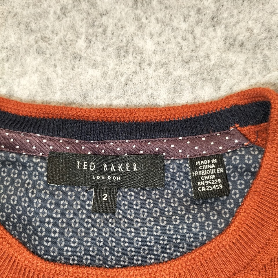 Ted Baker 100% Merino Wool long sleeved top rust burnt orange size S VGC | eBay UK