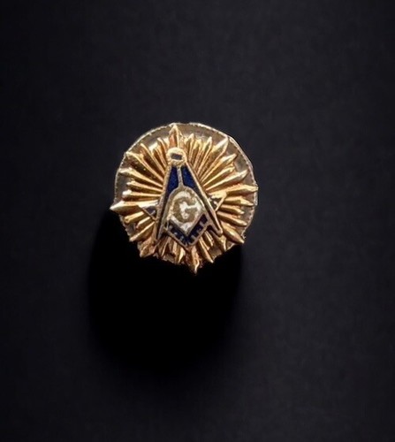 Vintage 10K Gold Masonic Free Mason Pin Blue Enamel Lapel Tie Small | eBay