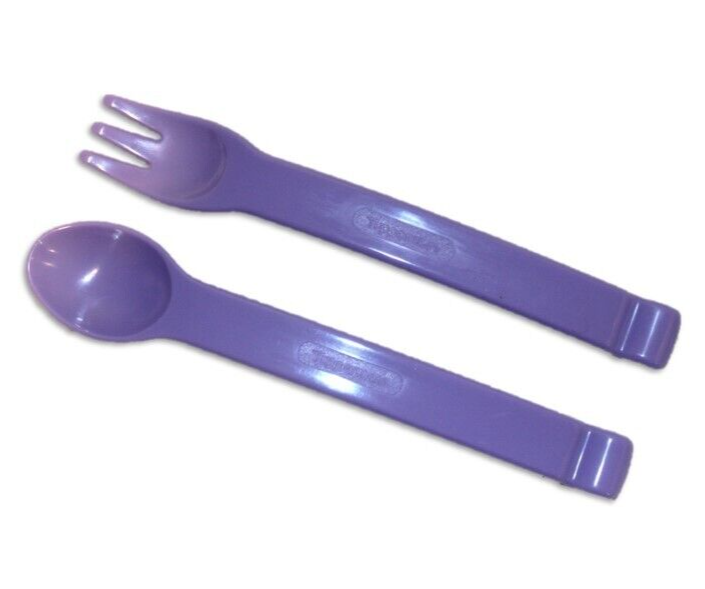 Tupperware Cutlery Set Baby Feeding Spoon & Fork Purple Reusable NEW | eBay