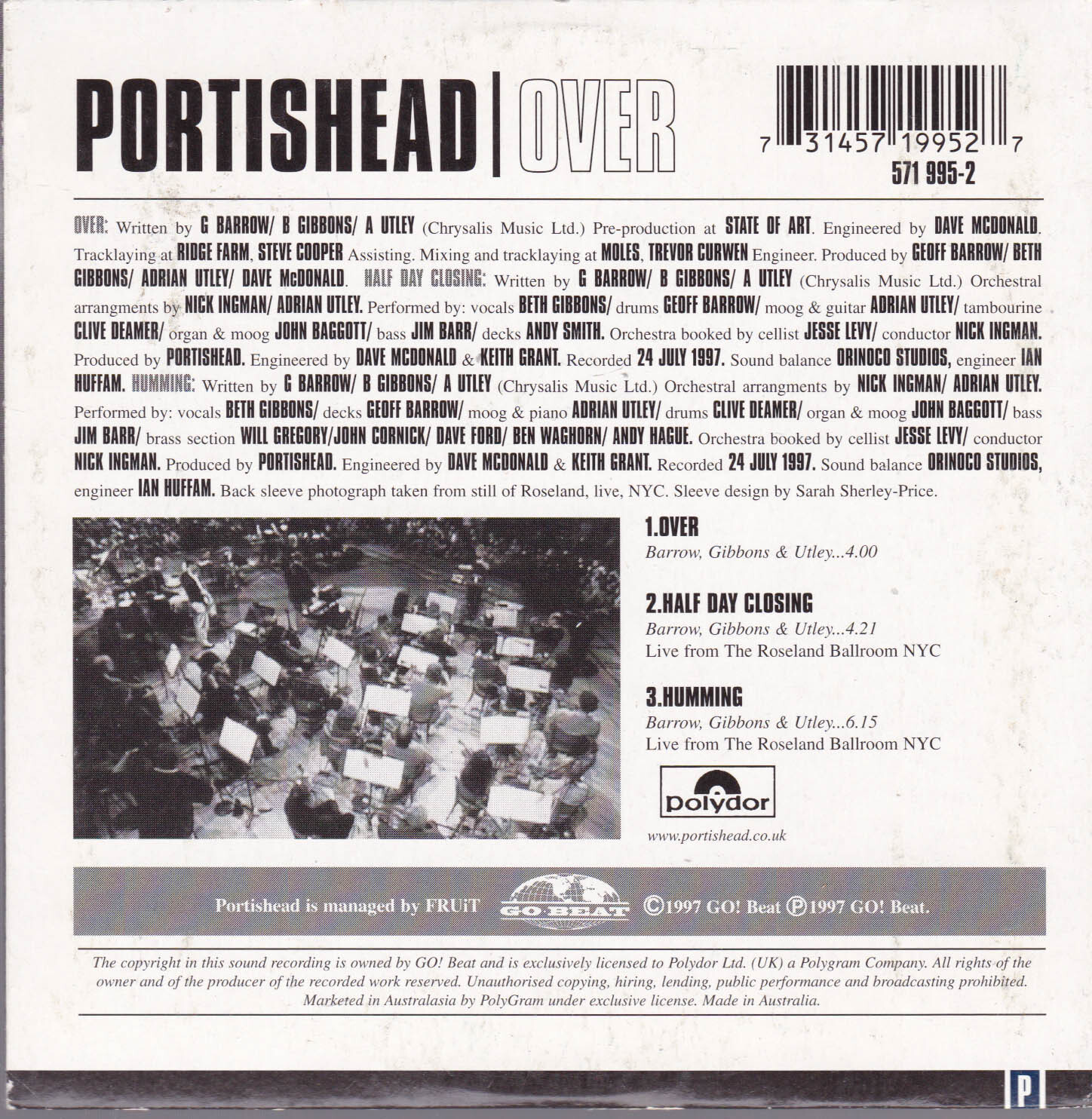 PORTISHEAD Over CD 3 Track Part 2 Digi Pack B/w Half Day Closing Live ...