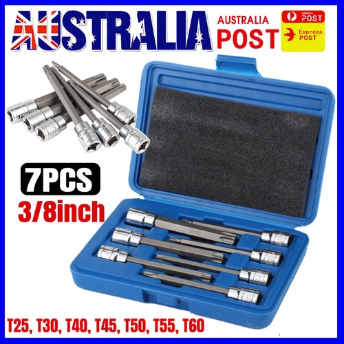 7PCS 3/8" Torx Star Bit Socket Kit Drive Extra Long Torx Star Bit ...