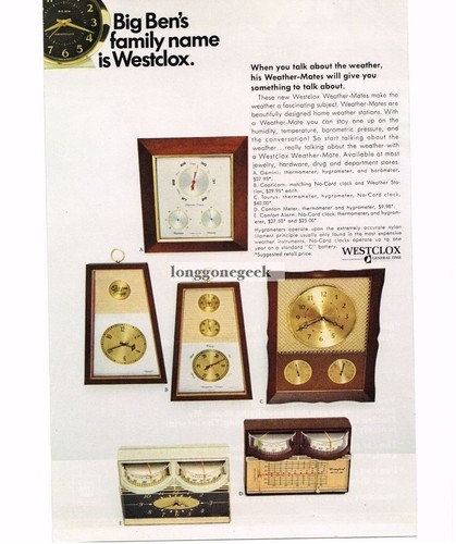 1967 Westclox Weather-Mates Clock Barometer Thermometer Hygrometer ...