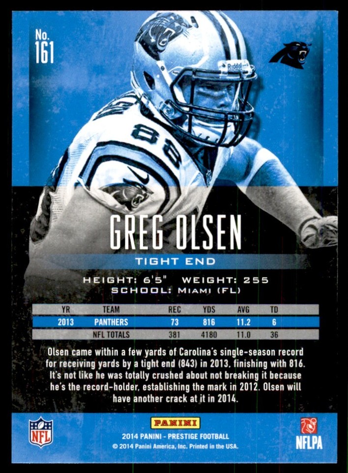 2014 Panini Prestige Greg Olsen Football Cards #161 | eBay