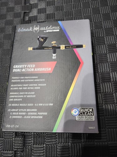 Spectrum Black Widow Gravity Feed Dual-Action Airbrush BW-GF-DA #59557 ...