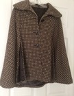 BROWN/TAN CAPE JACKET BY CEJON WOOL/POLY LDS S/M NEW NEVER WORN CLASSY ...