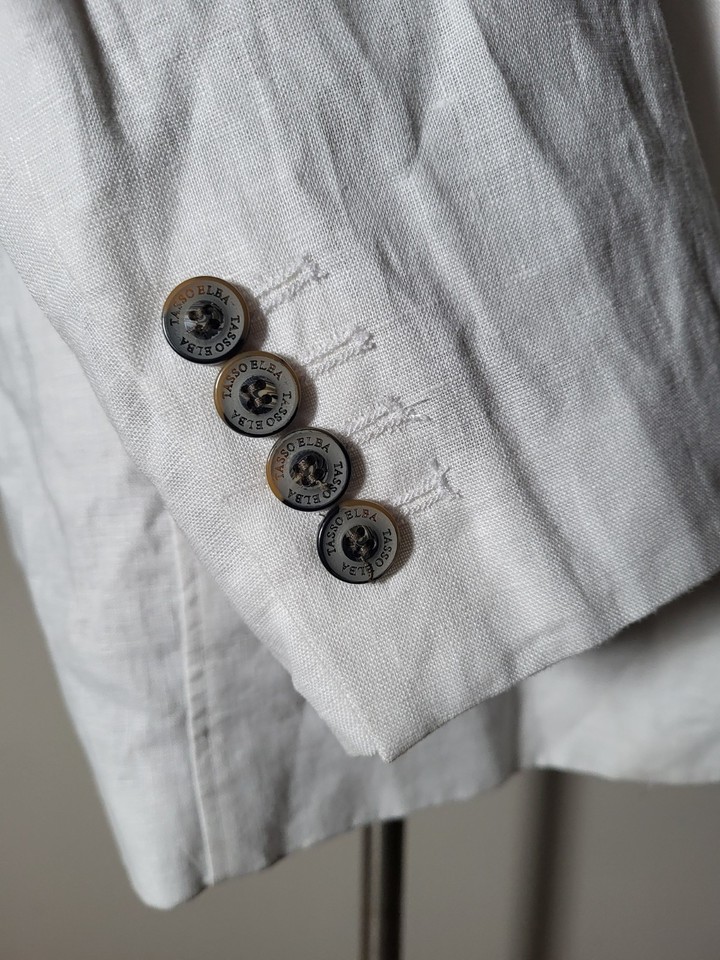 NEW Tasso Elba XL 46 48 Pure White Slub LINEN Blazer Coat Sport Jacket | eBay