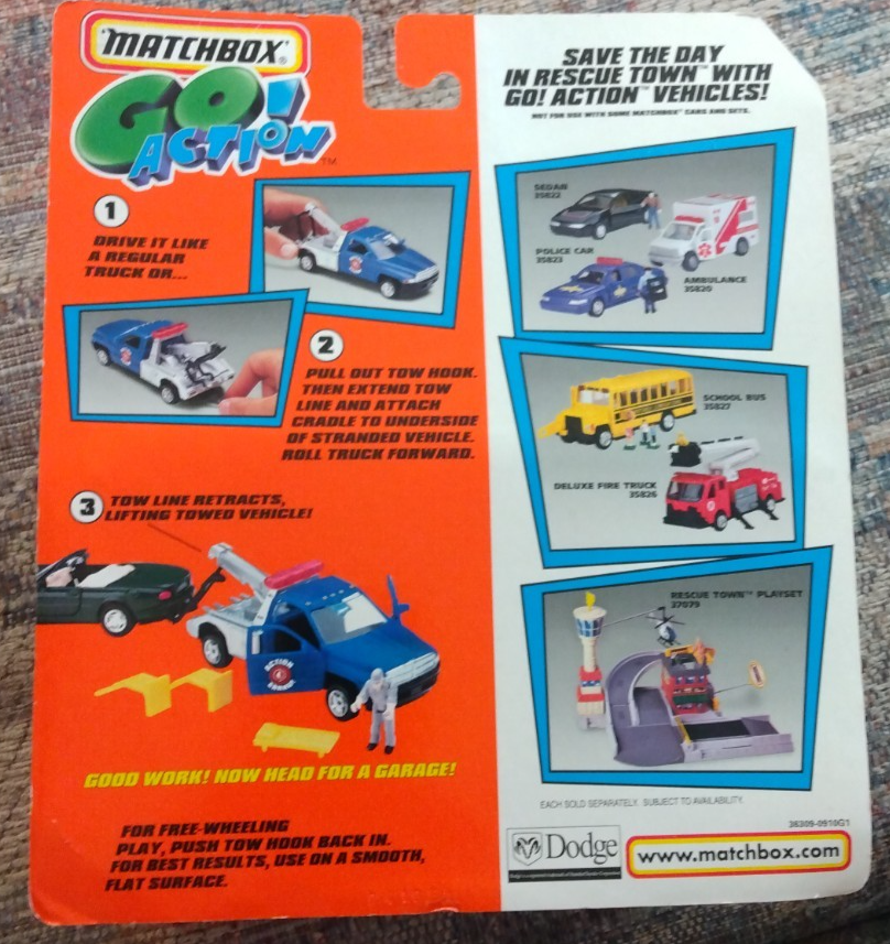 vintage 1999 matchbox go action Auto lifting tow truck | eBay
