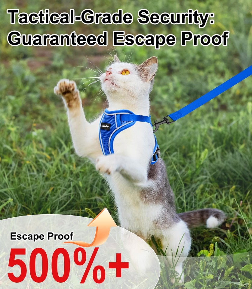 Kaazylab Cat Harness And Leash For Walking Escape Proof Soft Adjustable ...