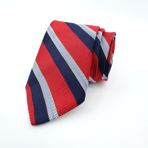 Brooks Brothers Silk Tie Red Navy Blue Stripe Diagonal Pattern Men's 59 ...
