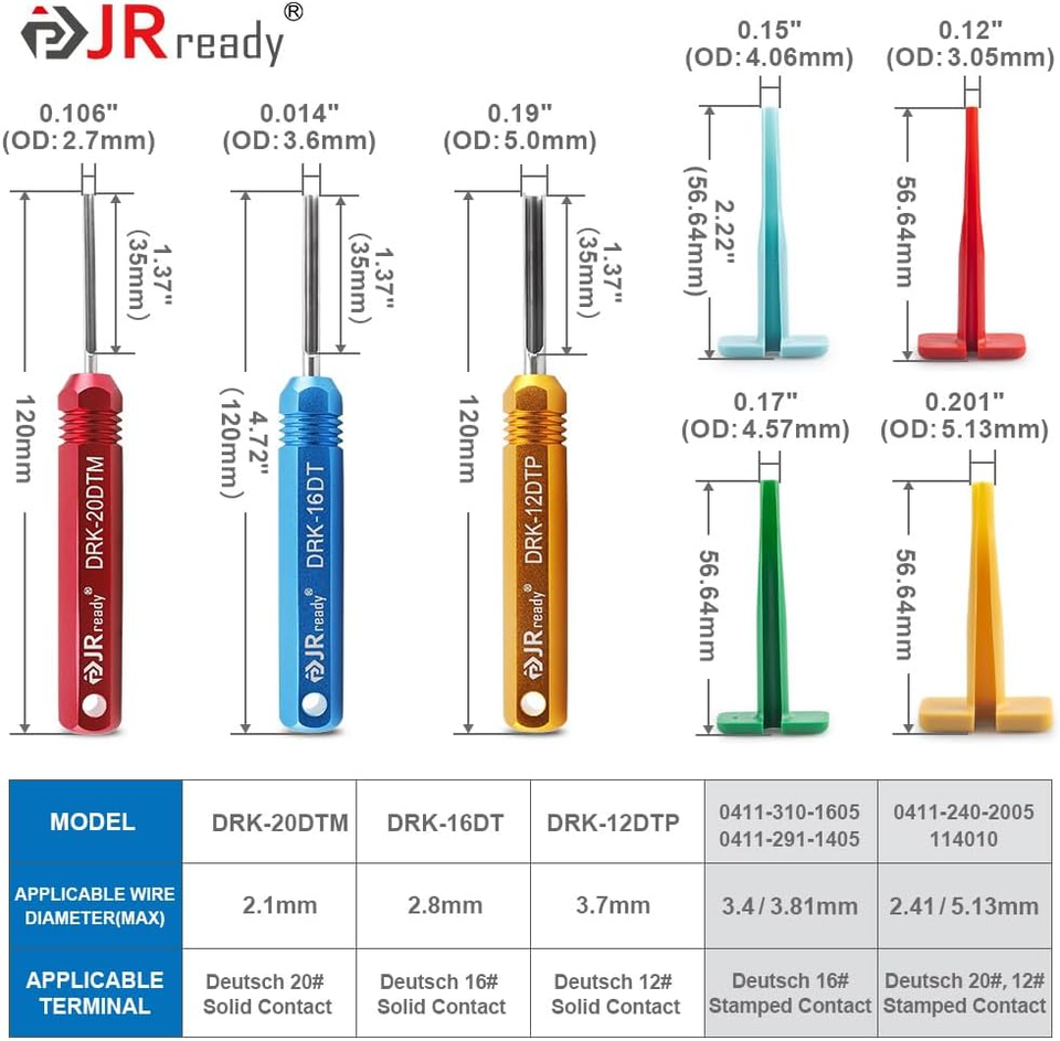 Deutsch Pin Extractor & DT Connector Kit for 14-22 AWG Wires ...