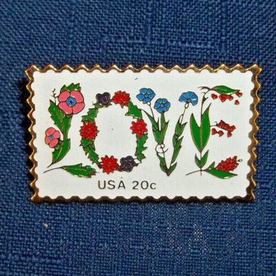 LOVE,Vintage USPS Stamp Pin Back,Lapel Pin,Enameled,Metal | eBay