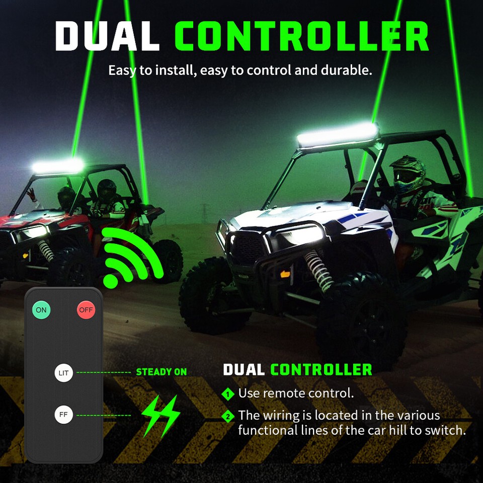 2pc Laser LED Whip Lights Whipless Antenna Remote For Polaris RZR ...