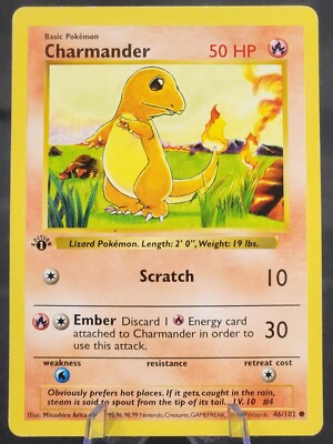 Pokemon 1st Edition Charmander - 46/102 1st Edition Base Set | eBay