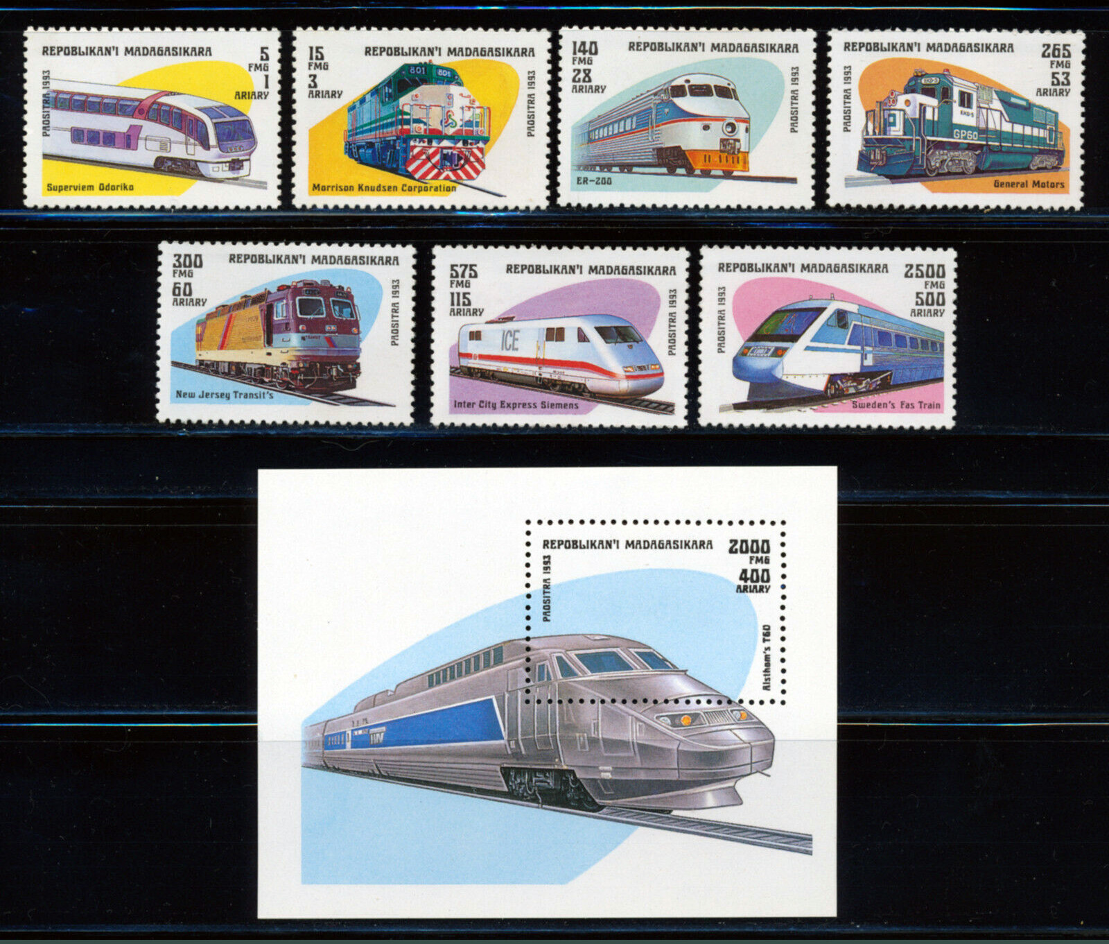 Madagascar #1200 - 1207 Mint NH Complete SET and Souvenir Sheet 1993 ...