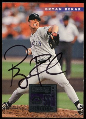 1996 Donruss BRYAN REKAR Signed Card autograph AUTO ROCKIES FUNNY FACE ...