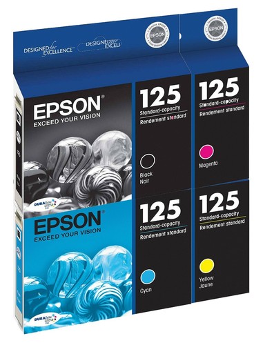 4 Pack Genuine Epson 125 Ink for Stylus NX127 NX230 NX530 NX625 ...
