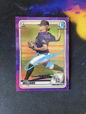 Case Williams 2020 Bowman Chrome Purple Refractor Auto /250 Signed 1st ...